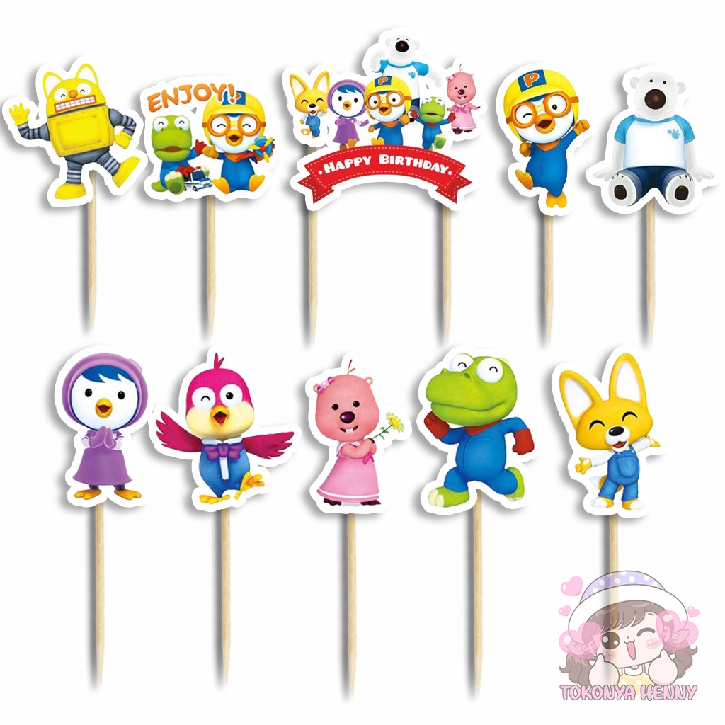 Birthday Cake Decoration Cake Topper with PORORO character motif ...
