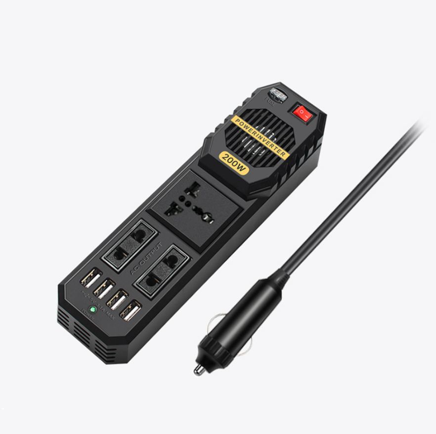 E8981 200W Ac/Dc 12V 220V Car Power Inverter With 4 Usb Charging Ports ...