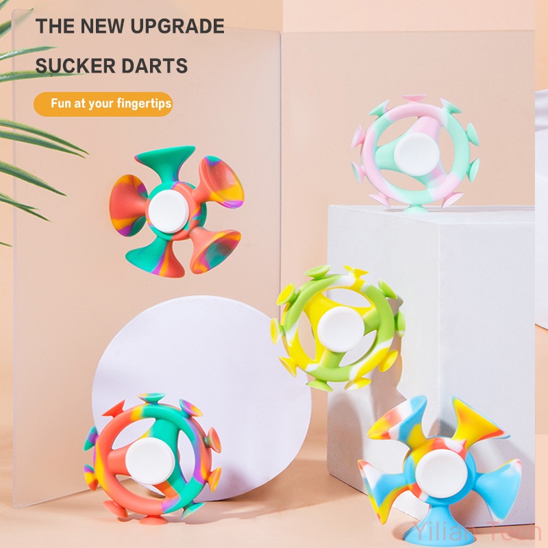 Silicone Fidget Spinner With Suction Cup Darts Colorful Hand Spinner ...