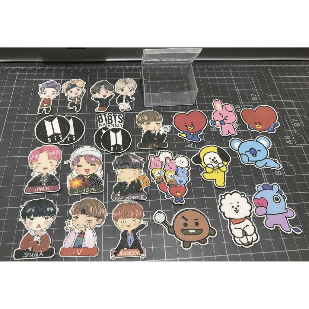 BTS BT21 KPOP STICKER PACK STICKER BOX GLITTERED 25 PCS | Shopee ...