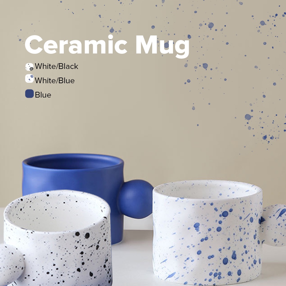 LOCAUPIN Porcelain Drinkware Round Ball Handle Microwavable Coffee Mug ...