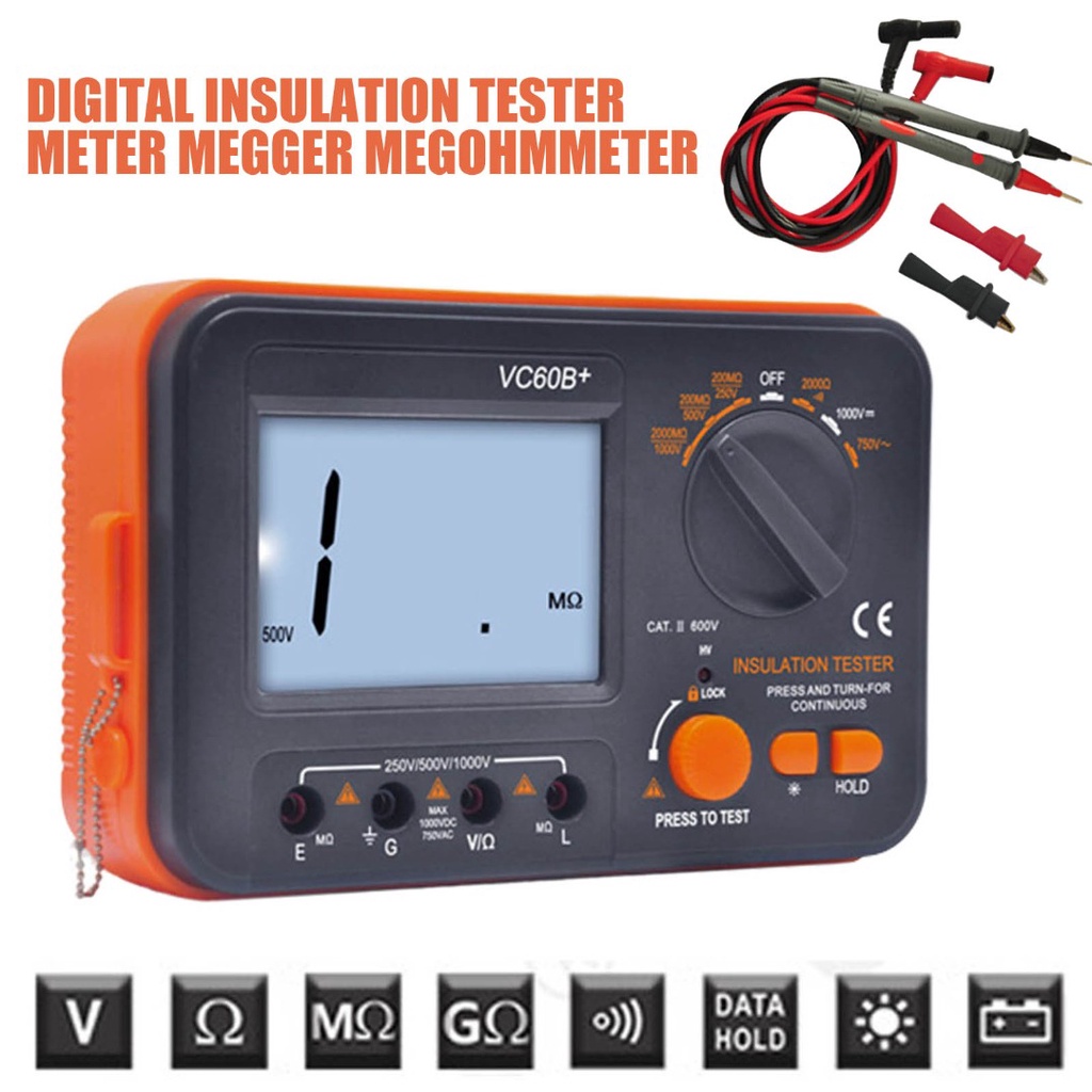 Digital LCD Insulation Resistance Megger Measuring Tester MegOhm Meter ...