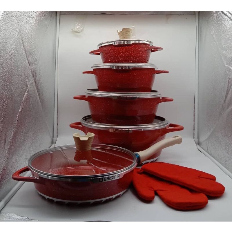 12PCS GRANITE ALUMINIUM COOKWARE SET (BRAND DESSINI) | Shopee Philippines