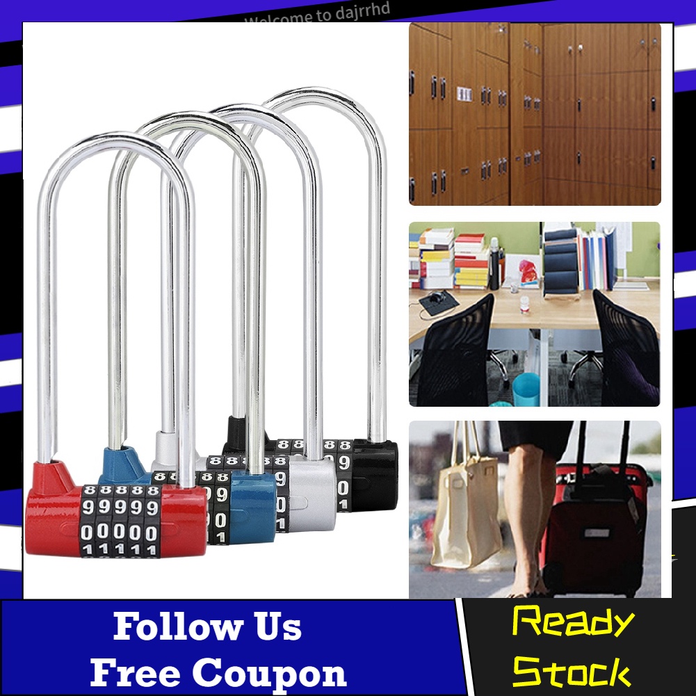 [Ready Stock] U-shape Combination Digit Password Code Lock Extra Long ...