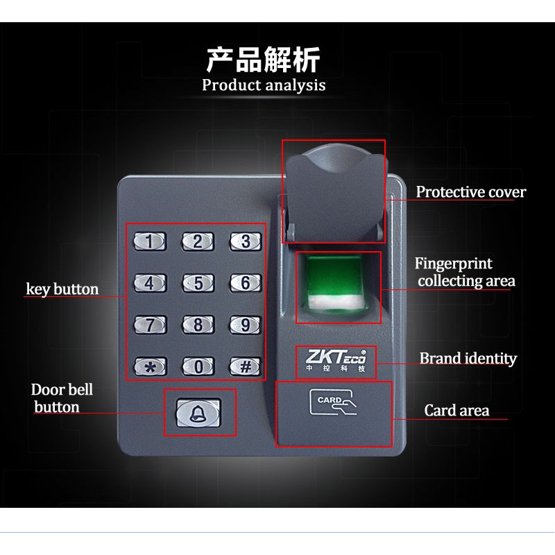 ZkTeco Zxteco X6 Finger Scanner And Punch Door Opening With Keycard ...