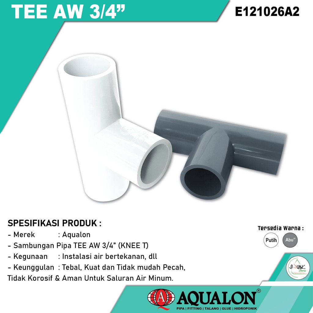 PVC Pipe Connection TEE AW 3/4 INCH ( KNEE T ) WHITE AND GRAY ...
