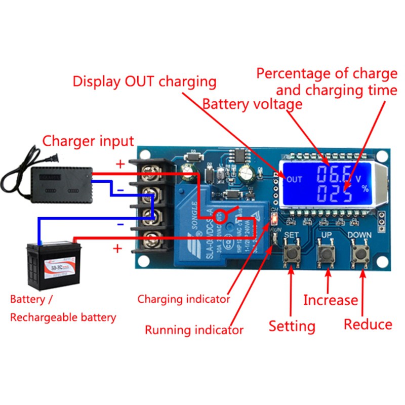 30A 6-60V Battery Charger Control Module Overcharge Protection Control ...
