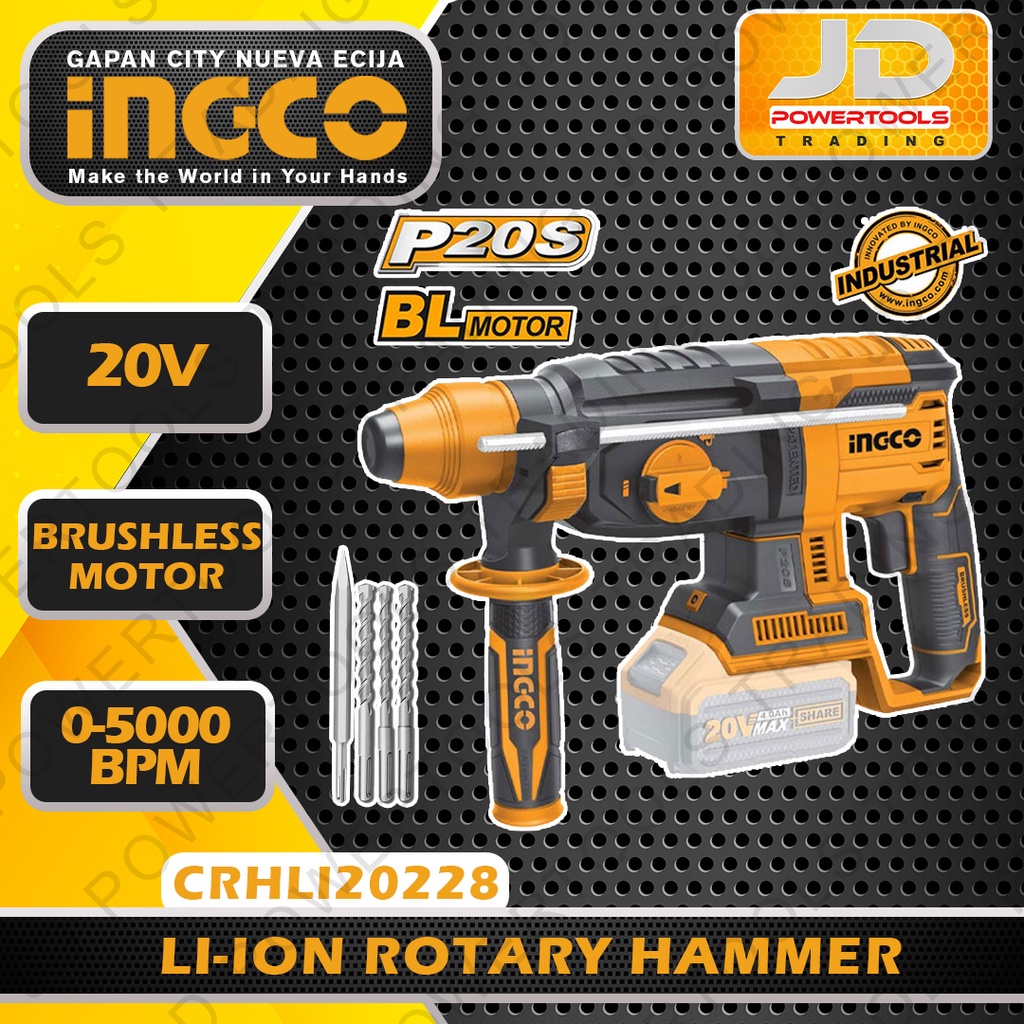 Ingco Li Ion Cordless Rotary Hammer 20v Ingco Crhli20228 Shopee