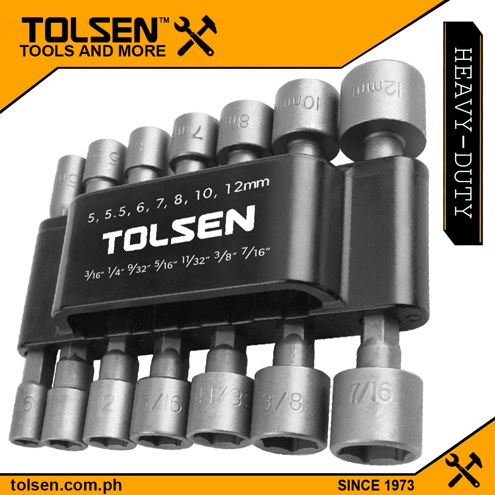 Tolsen 14pcs Bits & Sockets Set (English & Metric) 77817 Cr-V Steel ...