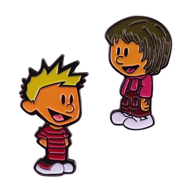 Calvin and Susie lapel pin nostalgia comic badge cute cartoon brooch ...