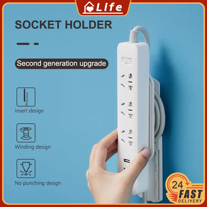 Wall Mounted Socket Extension Sticker Cable Organizer Socket Holder ...