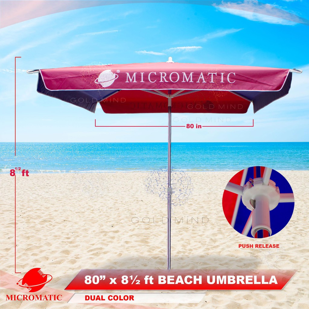 Micromatic 80 in Width x 8 1/2 ft Height, Square Beach Umbrella ...