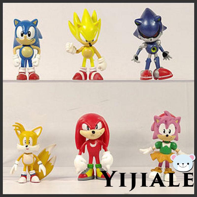 YJ★Hot 6pcs Set Sonic Hedgehog Amy Tails Mephiles Knuckles | Shopee ...
