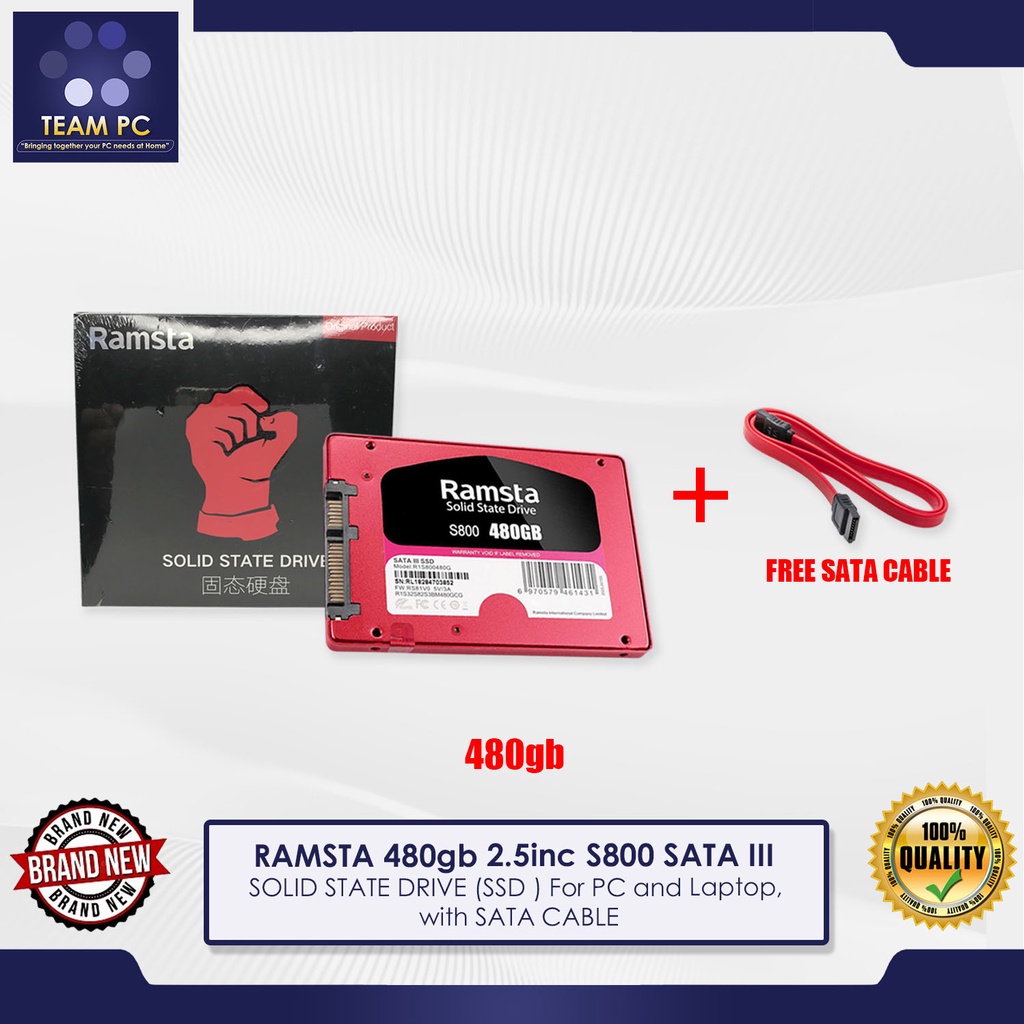 RAMSTA 480gb 2.5inc S800 SATA III SOLID STATE DRIVE (SSD ) For PC and ...