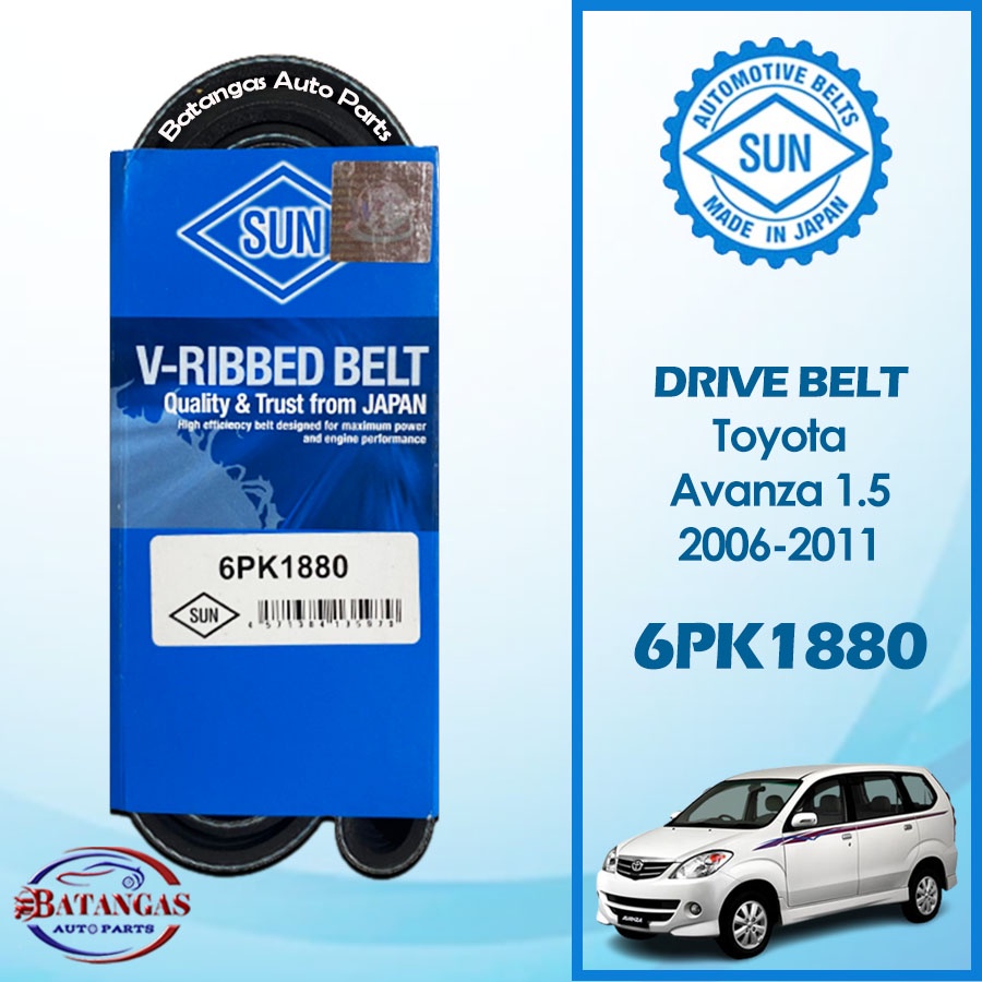 DRIVE BELT TOYOTA AVANZA 1.5 2006-2011 6PK1880 SUN (Alternator + Aircon ...