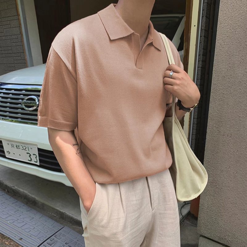 【M-3XL】High Quality 4 Color Summer Men's Ice Silk Knitted Korean ...