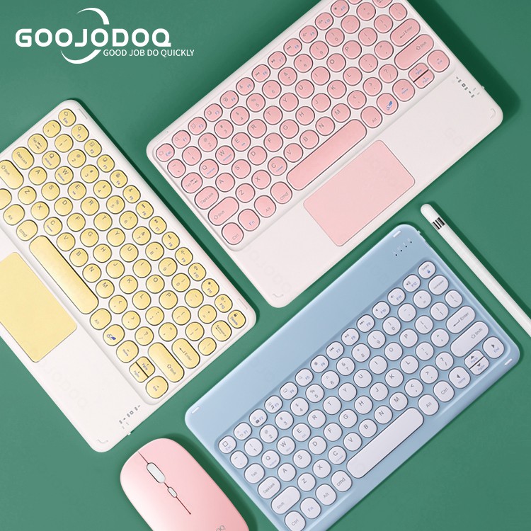 GOOJODOQ 10 Inch Portable Wireless Bluetooth Keyboard Mouse for iPad ...