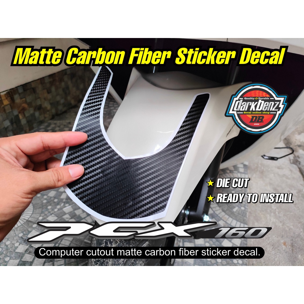Honda PCX 160 Black 3D Matte Carbon Fiber Sticker Decals | custom made ...