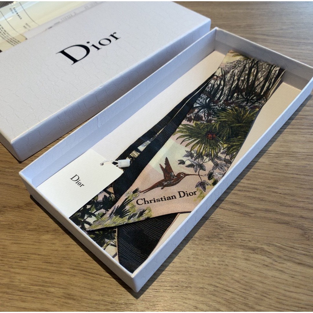 DIOR [With packaging] Ds tropical style headband, indigo ribbon, batik ...