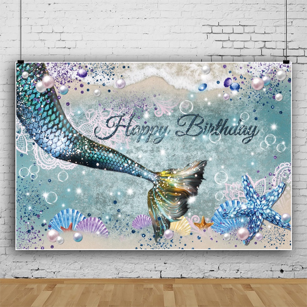 Mermaid Princess Backdrops Photography Baby Girl Birthday Glitter ...