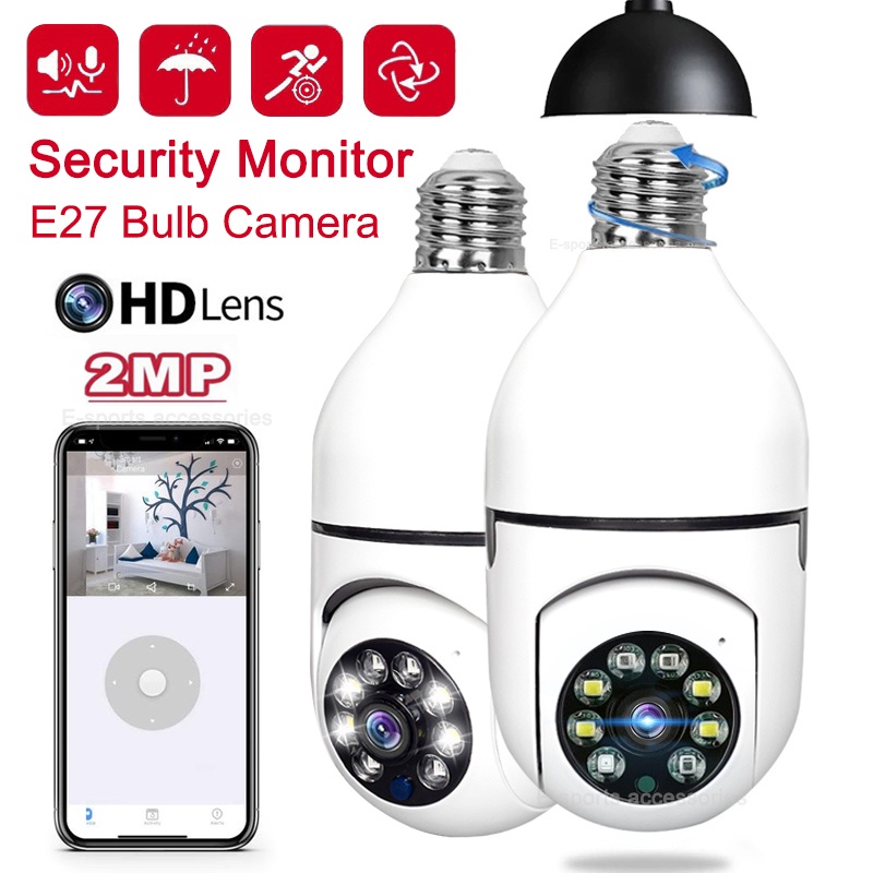 1080P E27 Bulb Surveillance Camera Night Vision Full Color Automatic ...