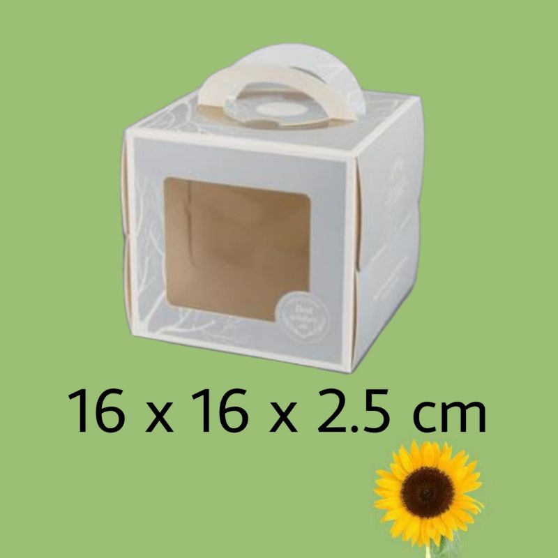 Imported Cake Box 16x16x12.5cm / 16x16x15cm with free cakeboard ...