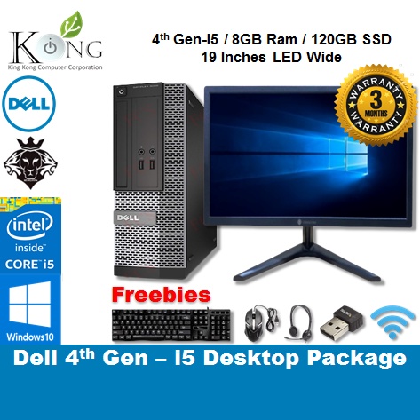 Dell Intel i5 4th gen Desktop Package with 19inch LED Wide Monitor good ...