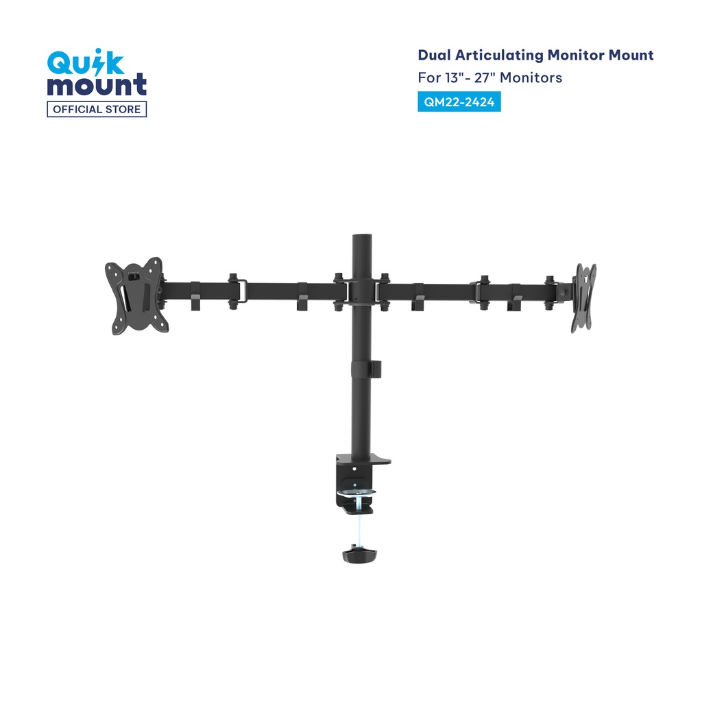 Quikmount Dual Articulating Monitor Mount for 13-27 Inches Monitors ...