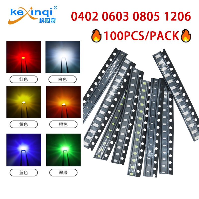 STOCK100pcs/pack LED 0402 0603 0805 1206 SMD LED Red/White/Blue/Green ...