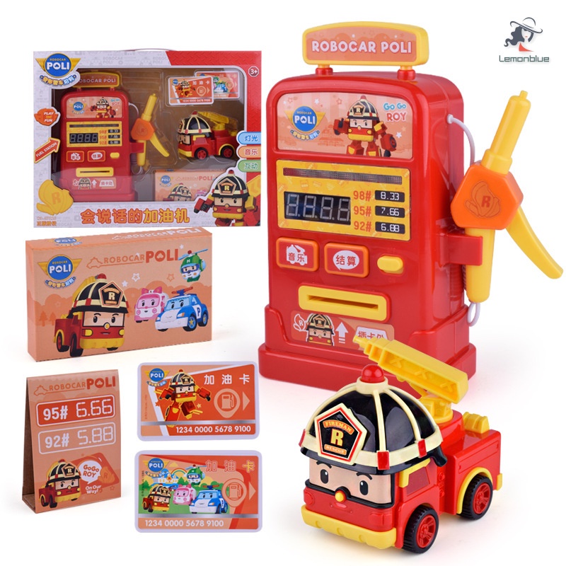 Robocar Poli Musical Toy Playhouse Toy Set Simulation Gas Station with ...