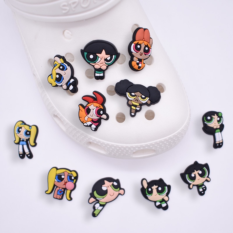 Cute Anime jibits for Crocks Powerpuff Girls Jibits Croc Blossom Shoe ...
