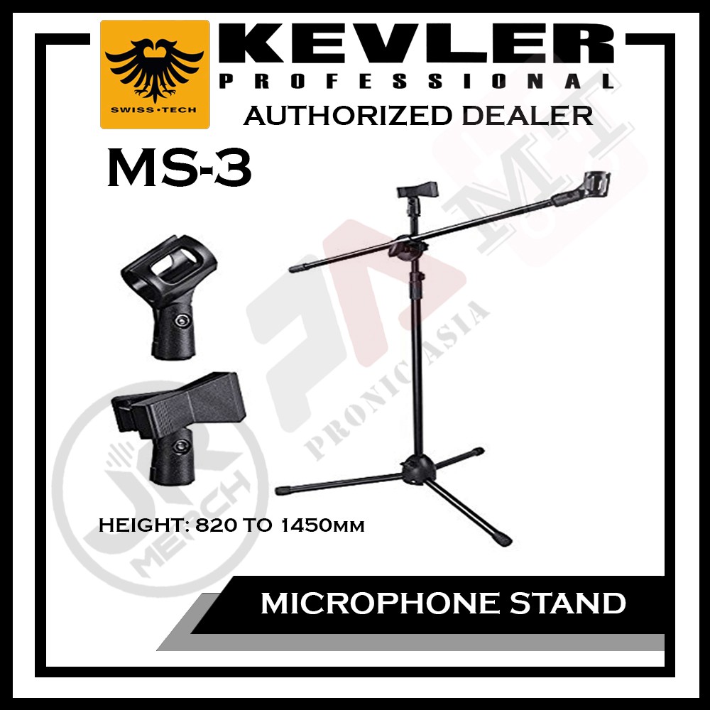 Kevler (MS-3) Tripod Base Microphone Stand Heavy Duty 0.8 - 1.4 meters ...
