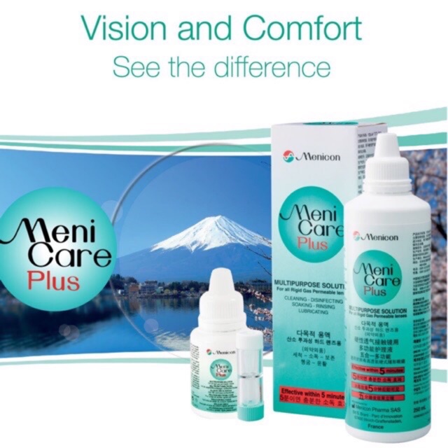 Menicare Plus Solution (For RGP/Hard Contact lens) 250ml | Shopee ...