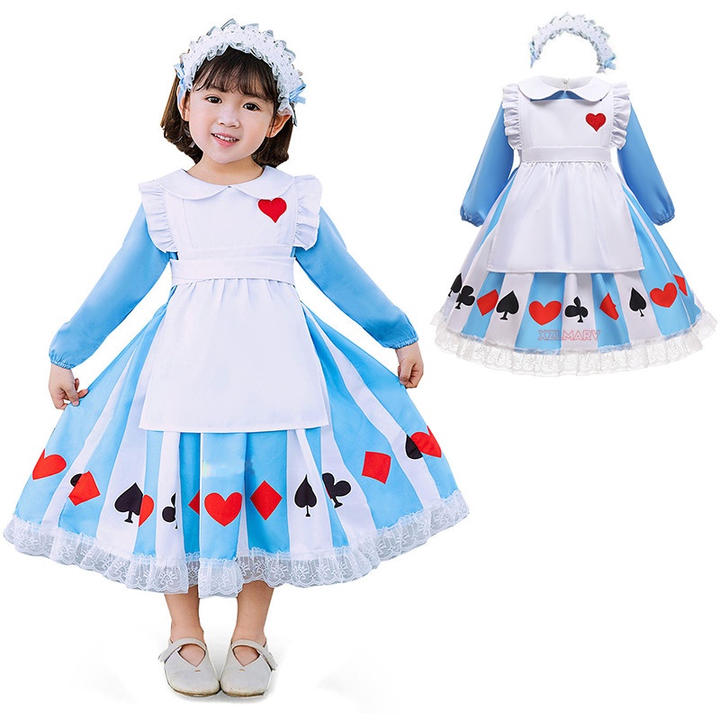 Halloween Kids Girls Anime Alice Birthday Party Dress Child Sissy Maid ...