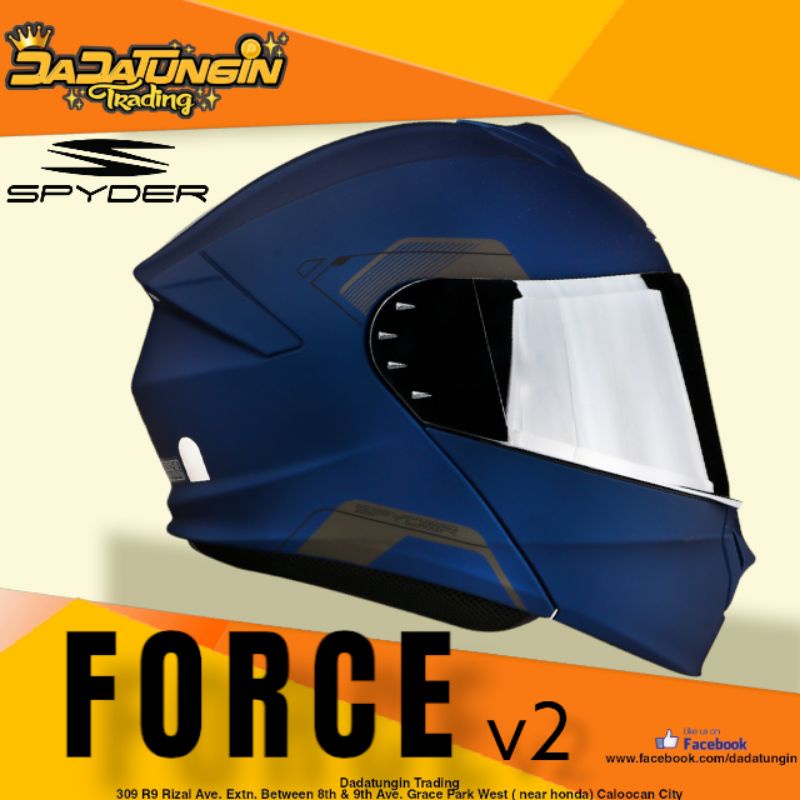SPYDER Force Plus v2 Modular Helmet + FREE Spoiler and Extra Clear ...