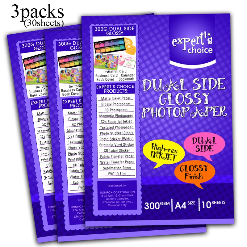 Expert's Choice 300g Dual side Glossy 10sheets A4 (3 packs) | Shopee Philippines