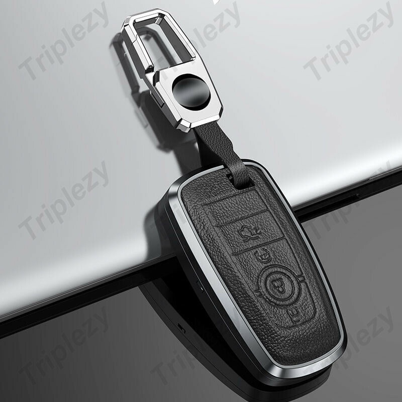 Leather aluminum alloy Car Key Fob Cover Case For Ford Ranger Everest ...