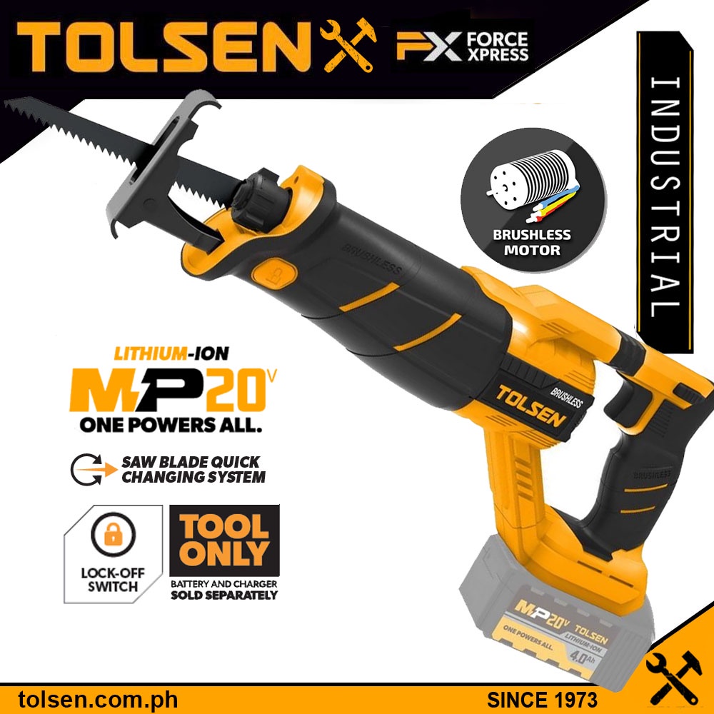Tolsen LI-ION Brushless Cordless Reciprocating Saw w/ Quick Release ... Tolsen LI-ION Brushless Cordless Reciprocating Saw w/ Quick Release ...