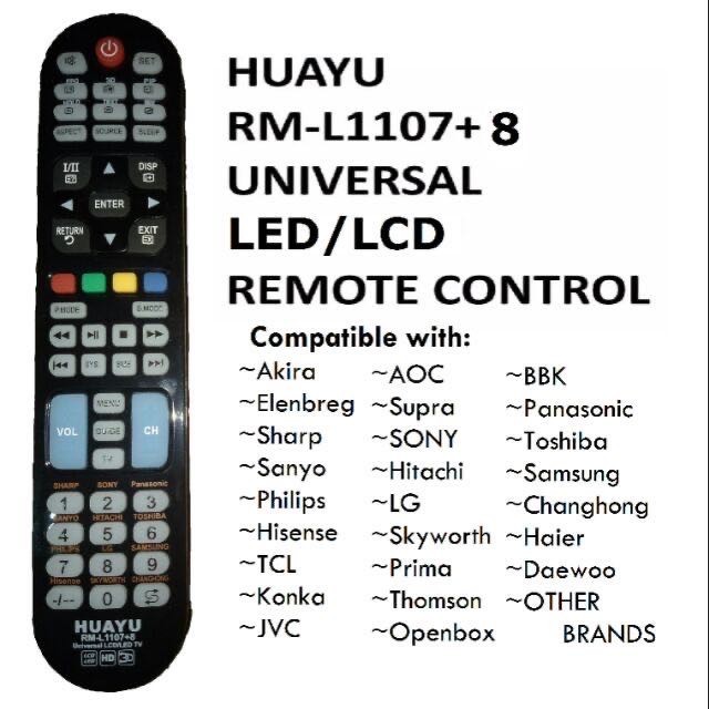 Huayu RM-L1107+8 Universal LED/LCD Remote Control with Media Play and ...