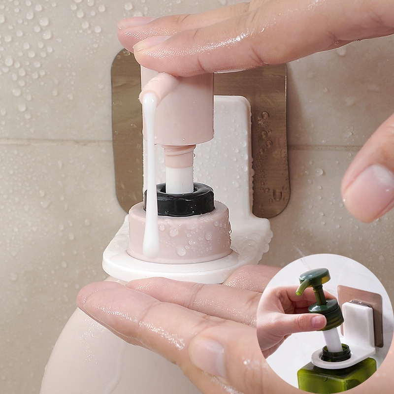 Self-Adhesive Shampoo Bottle Shelf Wall Mounted Liquid Soap Shower Gel ...