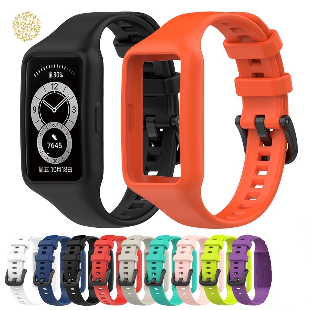 Silicone Sport Strap with Case Full Cover Wristband for Huawei Band 6 ...