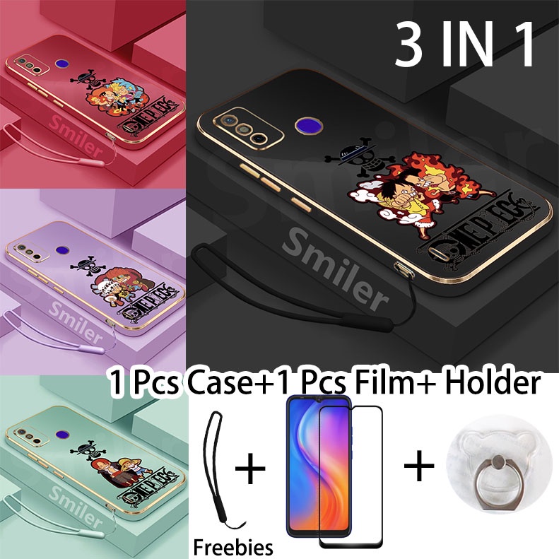 3 IN 1 Tecno Spark 6 Go(KE5j) Golden Electroplated Lanyard Phone Case ...