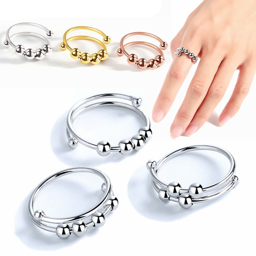 Fidget Rings for Anxiety Stainless Steel Spinner Ring Anti Anxiety Ring ...