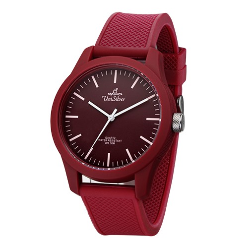 Unisilver TIME Unisex Red Analog Rubber Watch KW3347-1006 | Shopee ...
