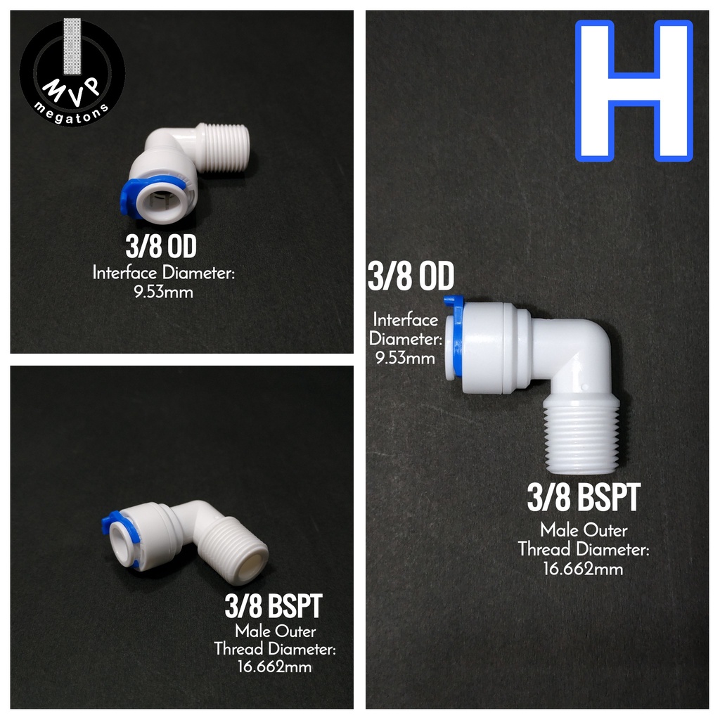 RO Fittings Elbow Male Adapter BSPT Quick Connect 1/4OD 3/8OD Reverse ...