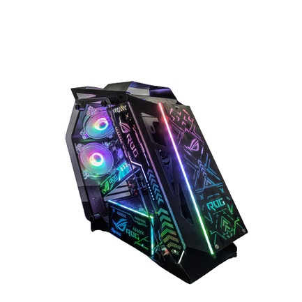 Case Cyborg Robot Tempered Glass with Panel Lights [FANS, REMOTE AND ...