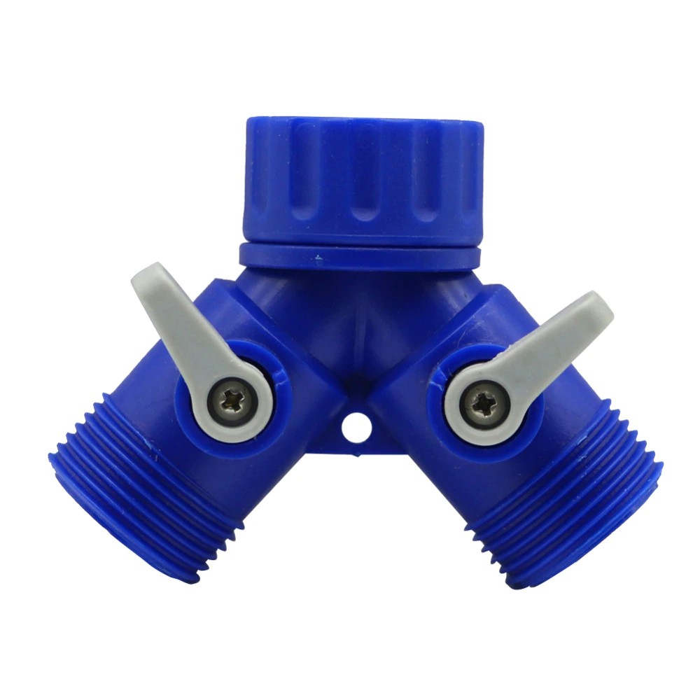 2-Way Splitter Water Flow Control Valve Hose Connector 3/4" Male thread ...