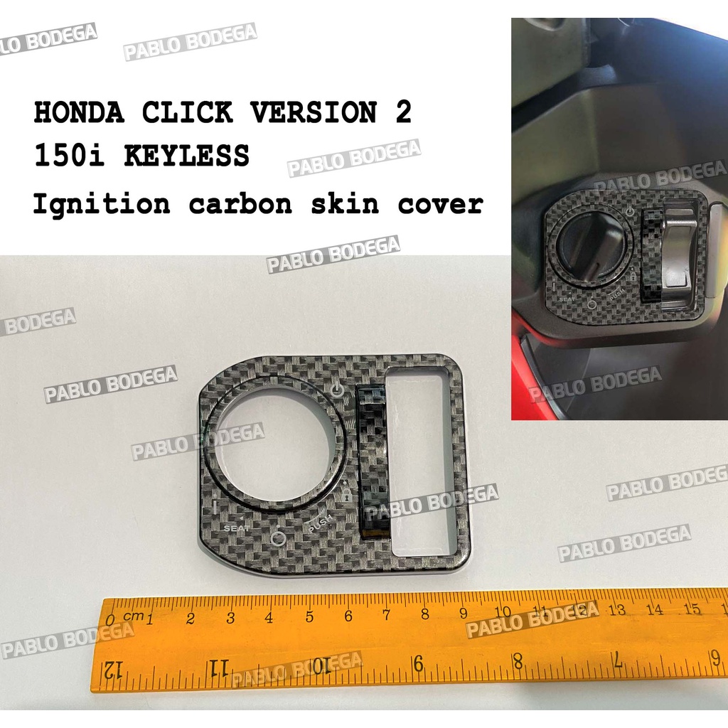Honda click V2 150i KEYLESS ignition carbon skin cover plug and play ...