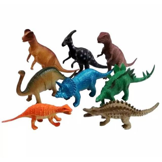 Dino World Miniature Set Of Big Rubber Dinosaur Toys Get 8pcs Dinosaur ...
