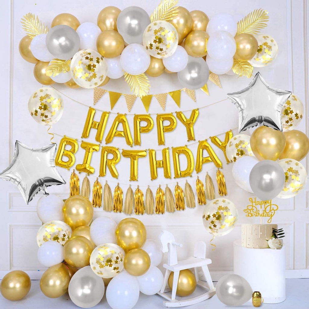 Happy Birthday Balloons Gold Party Decorations, Happy Birthday Foil Balloons, Gold Balloons ...